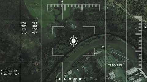 Top down UAV tracking in night vision of... | Stock Video | Pond5