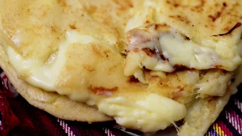top-down video of pupusas close-up pan r... | Stock Video | Pond5