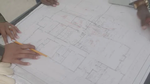 Top Down View of Architects Drawing on B... | Stock Video | Pond5