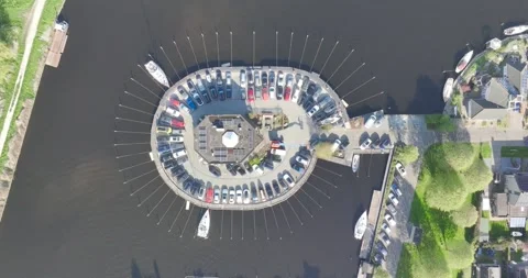 Top down view on a boat dock, round patt... | Stock Video | Pond5