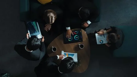 Top down view of business people working... | Stock Video | Pond5