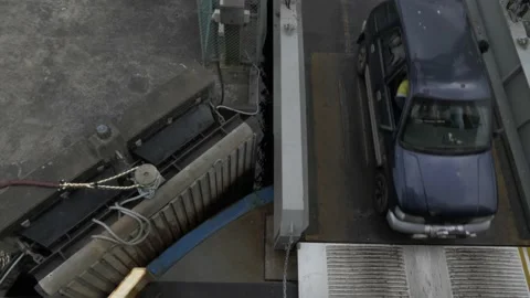 Top Down View Of Cars Driving From Ramp ... | Stock Video | Pond5