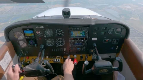 Top down view of a Cessna 172 cockpit wi... | Stock Video | Pond5