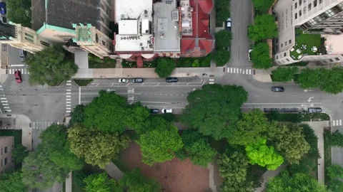 Top down view of city street and block. ... | Stock Video | Pond5