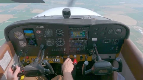 Top down view of the cockpit of a Cessna... | Stock Video | Pond5