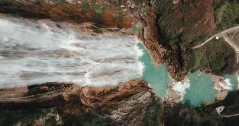 Top Down View Of El Chiflon Waterfalls W... | Stock Video | Pond5