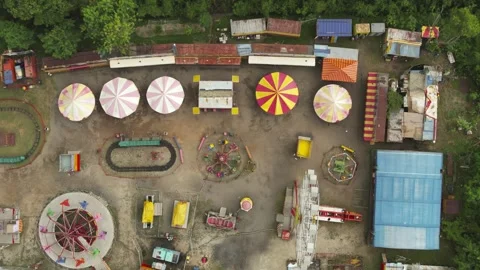 A top-down view of an empty funfair in t... | Stock Video | Pond5