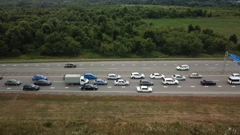 Top down view of freeway busy rush hour ... | Stock Video | Pond5
