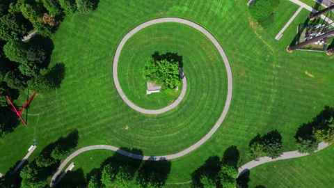 Top Down View Of A Green Mound With Spir... | Stock Video | Pond5