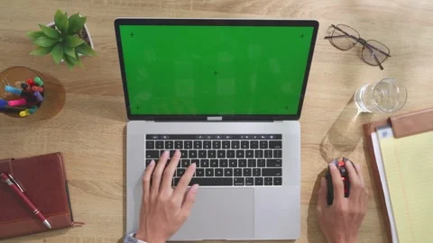 Top Down View Of Hands Typing On Green S... | Stock Video | Pond5
