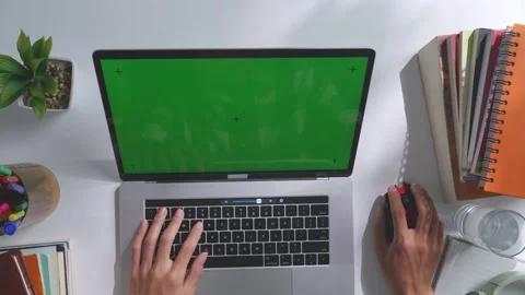 Top Down View Of Hands Typing On Green S... | Stock Video | Pond5