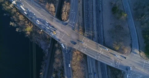 Top Down View of a Highway Junction and ... | Stock Video | Pond5