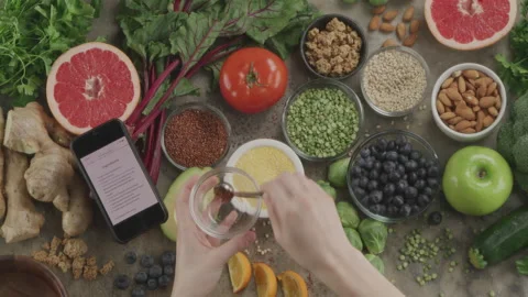 Top Down View of Ingredients Being Combi... | Stock Video | Pond5