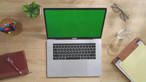 Top Down View Of A Mock Up Green Screen ... | Stock Video | Pond5
