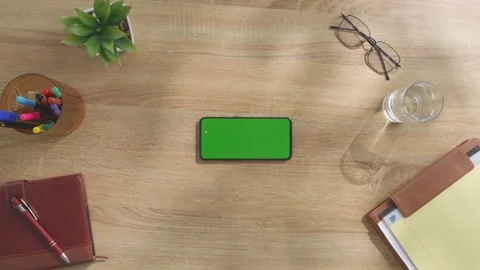 Top Down View Of A Mock Up Green Screen ... | Stock Video | Pond5
