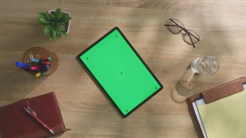Top Down View Of A Mock Up Green Screen ... | Stock Video | Pond5