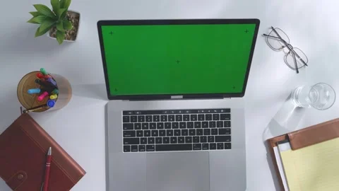 Top Down View Of A Mock Up Green Screen ... | Stock Video | Pond5