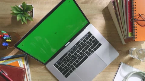 Top Down View Of A Mock Up Green Screen ... | Stock Video | Pond5