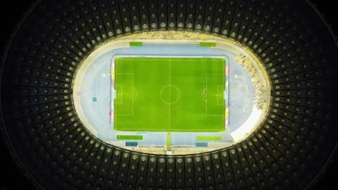 Top Down view of Night Football Stadium ... | Stock Video | Pond5