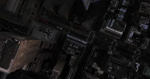 Top down view NYC streets tilt up reveal... | Stock Video | Pond5