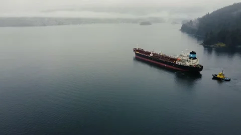 Top down view of the oil tanker tugged i... | Stock Video | Pond5