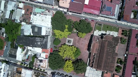Top down view of Parque Colon in Santo D... | Stock Video | Pond5