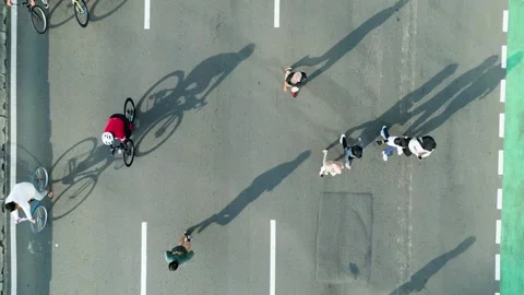 Top down view of people exercise on Sudi... | Stock Video | Pond5