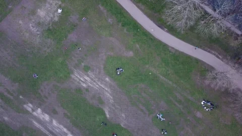 Top Down View Of People In Park | Stock Video | Pond5