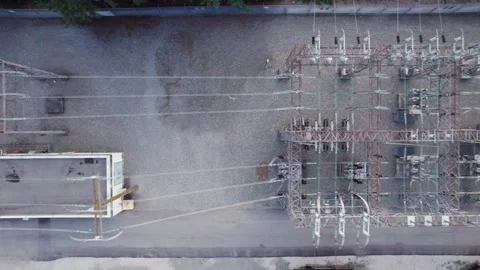 Top down view of power transformers and ... | Stock Video | Pond5