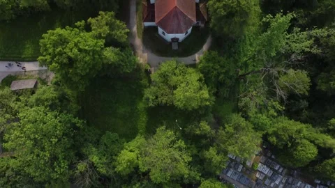 Top down view of the roof of old church ... | Stock Video | Pond5