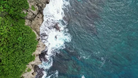 Top down view of sheer sea cliffs, rocky... | Stock Video | Pond5
