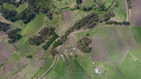 Top down view of small farms in the Ande... | Stock Video | Pond5