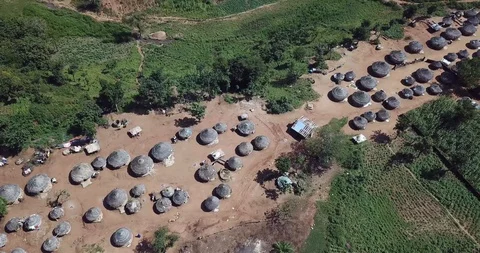 Top Down view of small rural village set... | Stock Video | Pond5