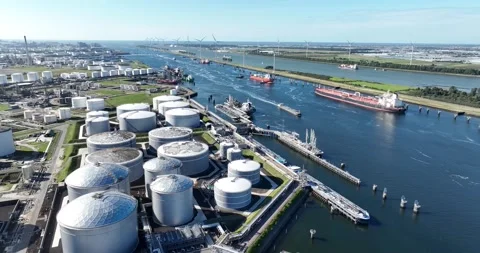 Top down view on a tank fuel port facili... | Stock Video | Pond5