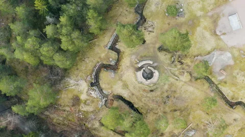 A top-down view of trench bunkers from W... | Stock Video | Pond5