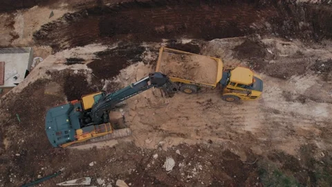Top down view of volvo A30G articulated ... | Stock Video | Pond5