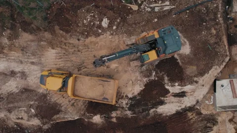 Top down view of volvo EC380E crawler ex... | Stock Video | Pond5