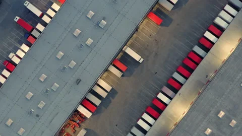 Top down view of a warehouses with a lot... | Stock Video | Pond5