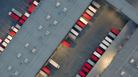Top down view of a warehouses with a lot... | Stock Video | Pond5