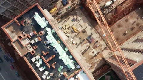 Top-down view of a working tower crane a... | Stock Video | Pond5