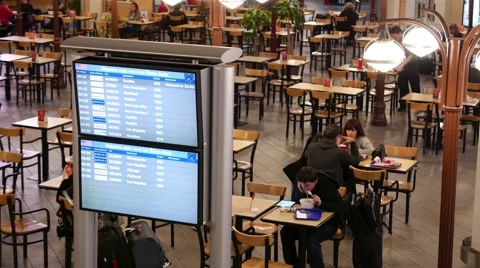Top shot of food court at YVR airport wi... | Stock Video | Pond5