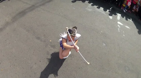 top spinning of majorette baton twirling... | Stock Video | Pond5