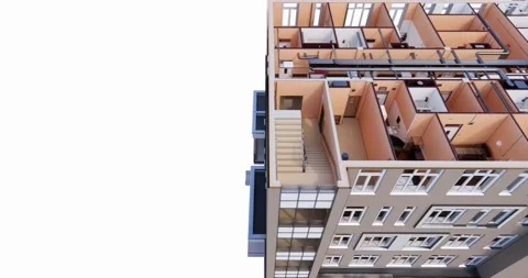 Top view 3D BIM model of the floor plan ... | Stock Video | Pond5