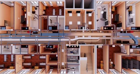 Top view 3D BIM model of the floor plan ... | Stock Video | Pond5