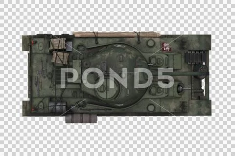 Top view 3D rendering of a military tank isolated on transparent ...