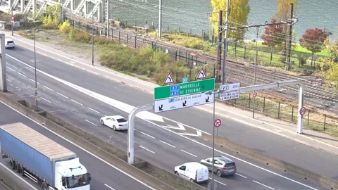 Top View of the A7 highway Road Going In... | Stock Video | Pond5