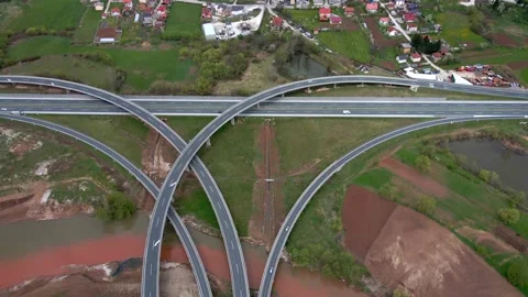 Top view aerial footage of road intersec... | Stock Video | Pond5