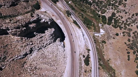 Top view aerial shot of beautiful highwa... | Stock Video | Pond5