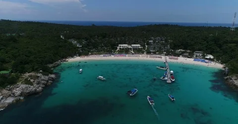 Top view aerial shot of ship port at Koh... | Stock Video | Pond5
