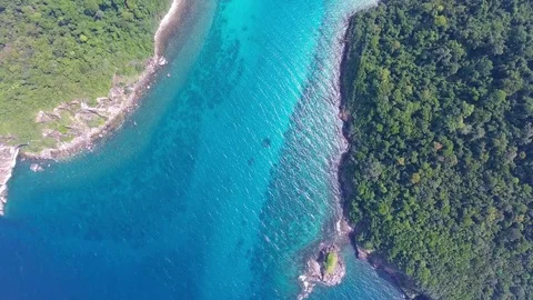Top view aerial video of beach, corals a... | Stock Video | Pond5